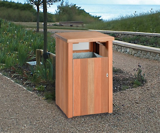 LBS 112 hardwood lockable front opening square bin | Woodscape | ESI ...