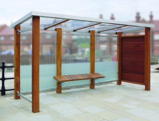 Bespoke hardwood timber and metal bus shelters | Woodscape | ESI ...