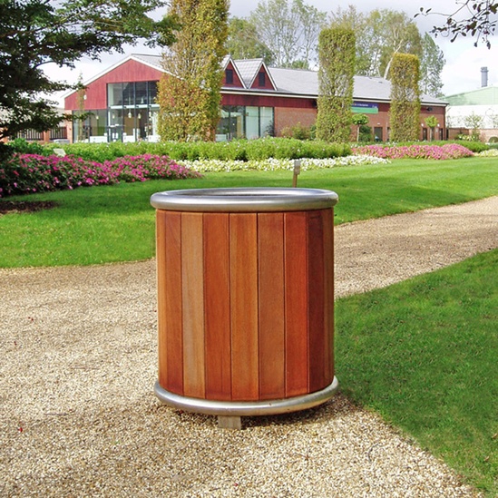 Excel hardwood and stainless steel bin | Woodscape | ESI External Works