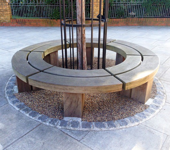 Circular hardwood tree seat | Woodscape | ESI External Works