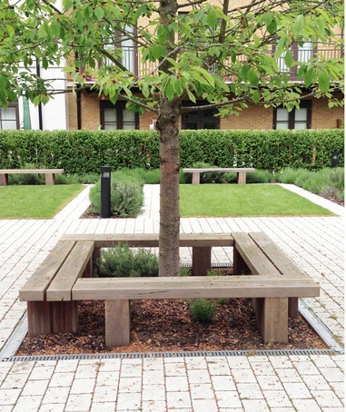 Square hardwood tree seat | Woodscape | ESI External Works