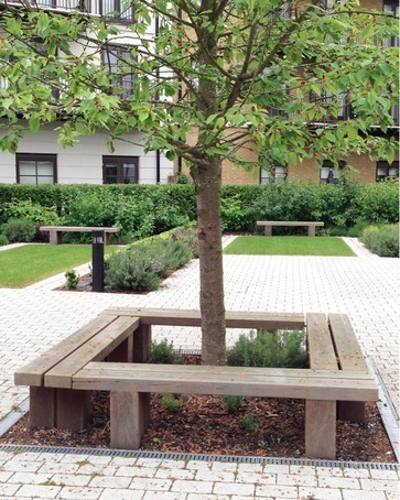 Square hardwood tree seat | Woodscape | ESI External Works