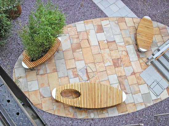 Lime Grove oval bench with slatted FSC® timber top | Woodscape | ESI ...