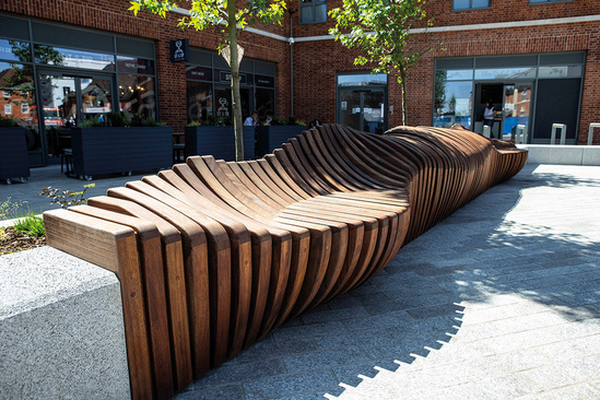 Bespoke 'Undulating' seating for commercial retail venue | Woodscape ...