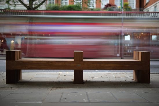 Beam timber benches line Kensington High Street | Woodscape | ESI ...