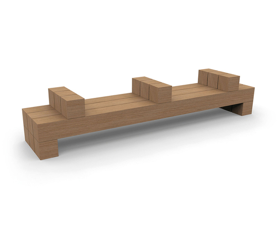 Beam backless timber bench with cube legs | Woodscape | ESI External Works
