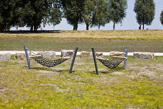 Unique hammock with metal posts | eibe play Ltd | ESI External Works