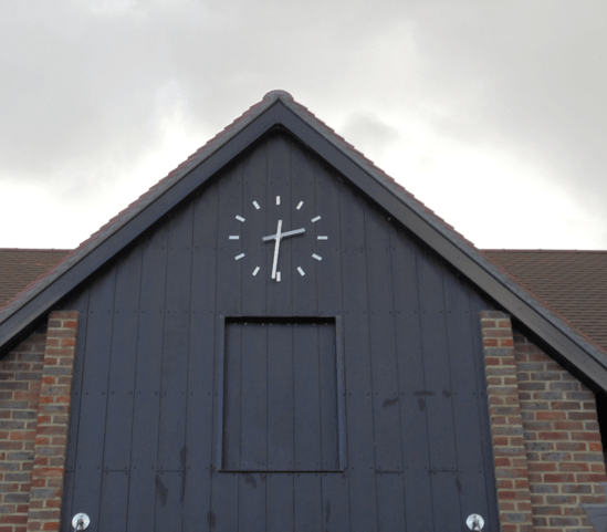 Stylish exterior clock for modern Parish offices | Good Directions ...