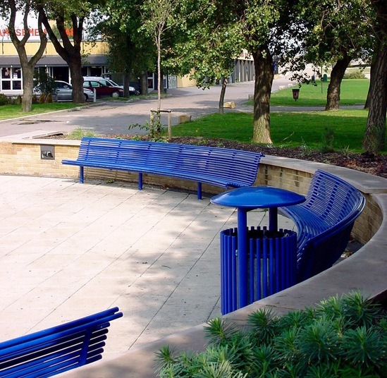 Centerline CL010 contemporary curved steel seats | Benchmark Design ...