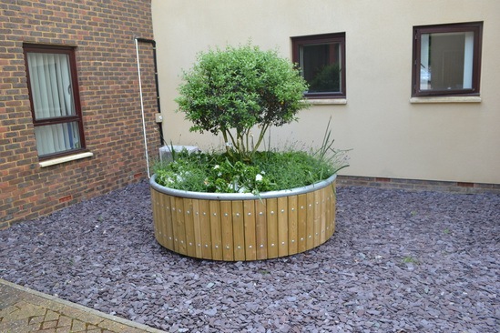 Castleton FSC timber & steel planter | Street Design | ESI External Works
