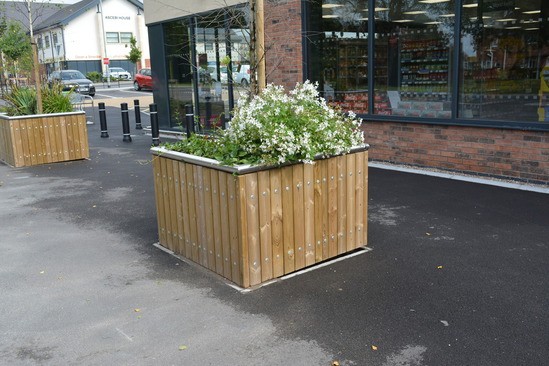 Castleton FSC timber & steel planter | Street Design | ESI External Works