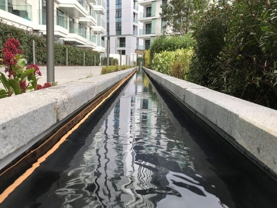 Rill, cascade and mirror pool - Nine Elms, London | Ustigate | ESI ...