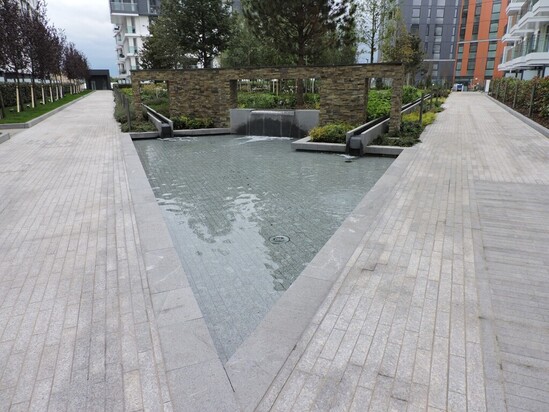 Rill, cascade and mirror pool - Nine Elms, London | Ustigate | ESI ...
