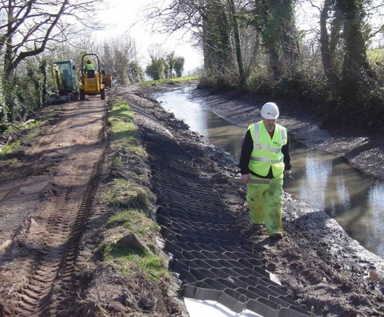 TERRAM GEOCELL slope reinforcement, canal, South Wales | Terram | ESI ...