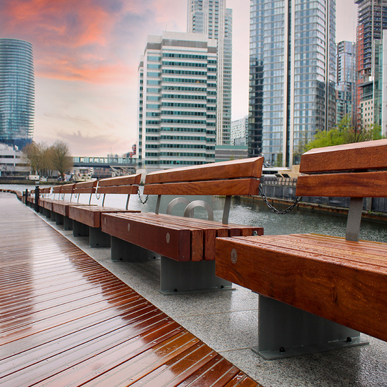 Timber benches for Harbour Quay Gardens | Artform Urban Furniture | ESI ...