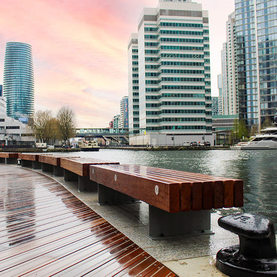 Bespoke timber seating for Harbour Quay Gardens | Artform Urban ...