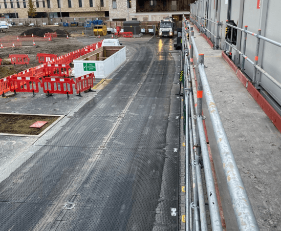 Heavy-duty ground protection mats for busy building site | Groundtrax ...