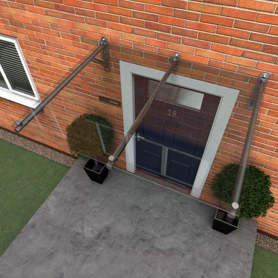 Type K flat glass door canopy with gallows brackets | House of Canopies ...