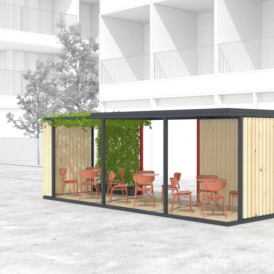 Cuby enclosed outdoor seating module for public spaces | mmcité UK ...