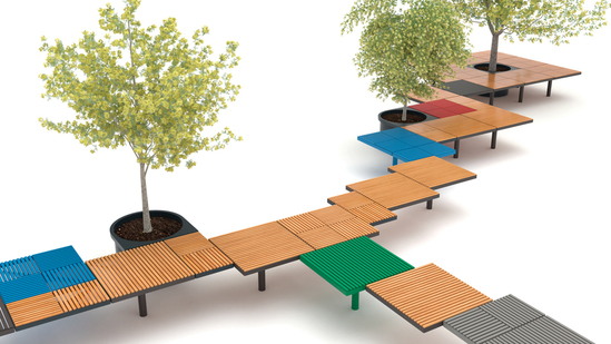 Pixel square seating modules | mmcité UK | ESI External Works