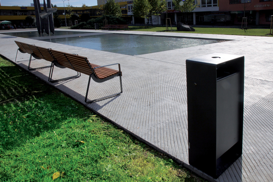 Radium steel litter bin with ash tray | mmcité UK | ESI External Works