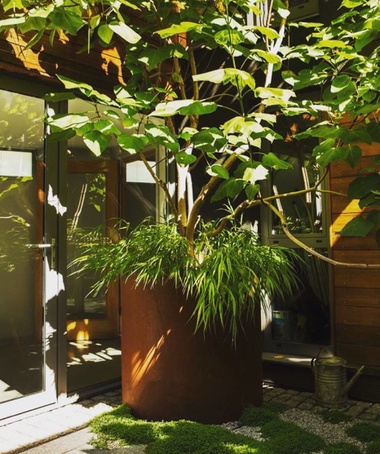 Atlas contemporary corten steel circular planter | Taylor Made Planters ...