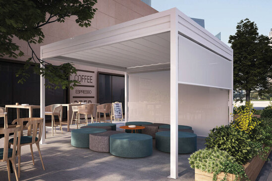 Onda pergola with retractable awning | Pergolas Direct | ESI External Works