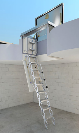 Type BL-ZBOX retractable ladder with trap door | Bilco UK | ESI ...