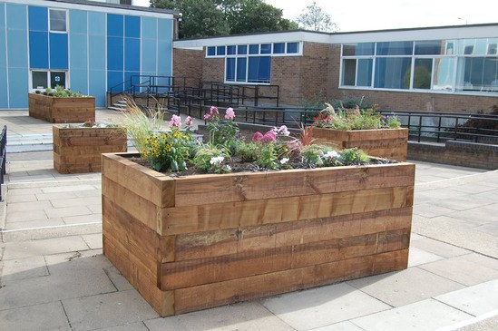 Softwood sleeper planters | Branson Leisure | ESI External Works