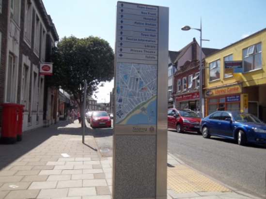 Brushed stainless steel wayfinding for Clacton-on-Sea | Fitzpatrick ...