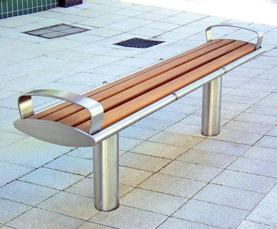 Zenith® stainless steel and timber bench | Furnitubes | ESI External Works