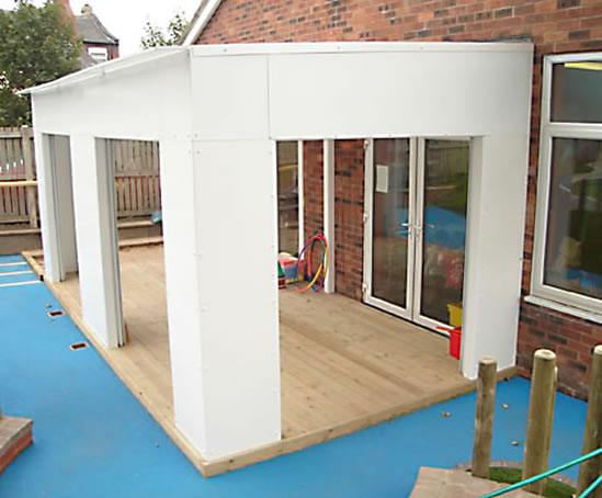 JC canopy with roller shutter doors | Lockit-Safe | ESI External Works