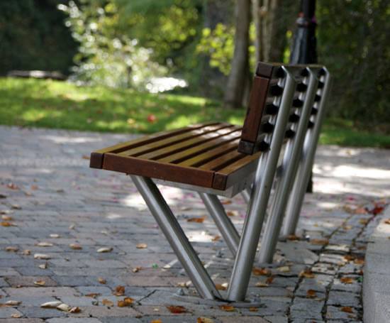s31 - stainless steel and timber seat | Omos | ESI External Works