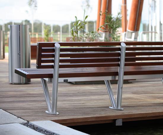 s31 - stainless steel and timber seat | Omos | ESI External Works