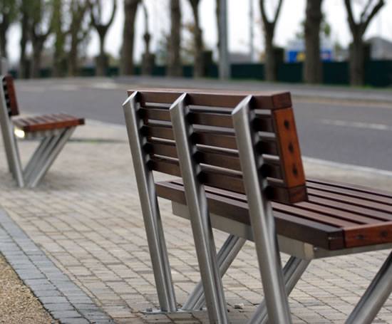 s31 - stainless steel and timber seat | Omos | ESI External Works