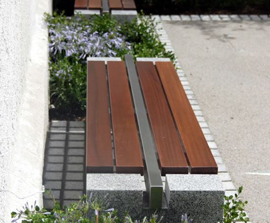 s83 - cut granite, 316 stainless steel and timber bench | Omos | ESI ...