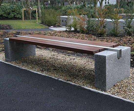s83 - cut granite, 316 stainless steel and timber bench | Omos | ESI ...