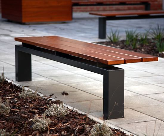 s96w - galvanised steel and timber bench | Omos | ESI External Works