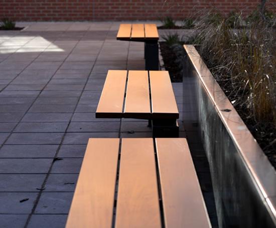 s96w - galvanised steel and timber bench | Omos | ESI External Works