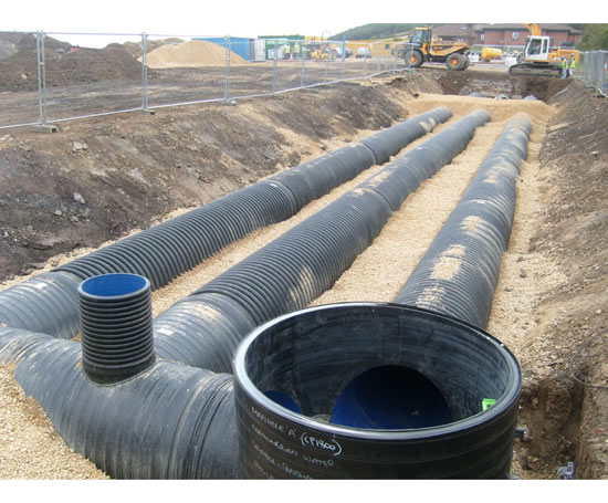 Ridgistorm-XL large diameter pipe river diversion, Wales | Polypipe ...