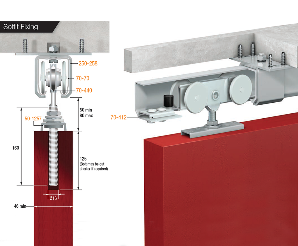 Series 70 straight sliding door gear (600kg) | Runners Sliding Door ...