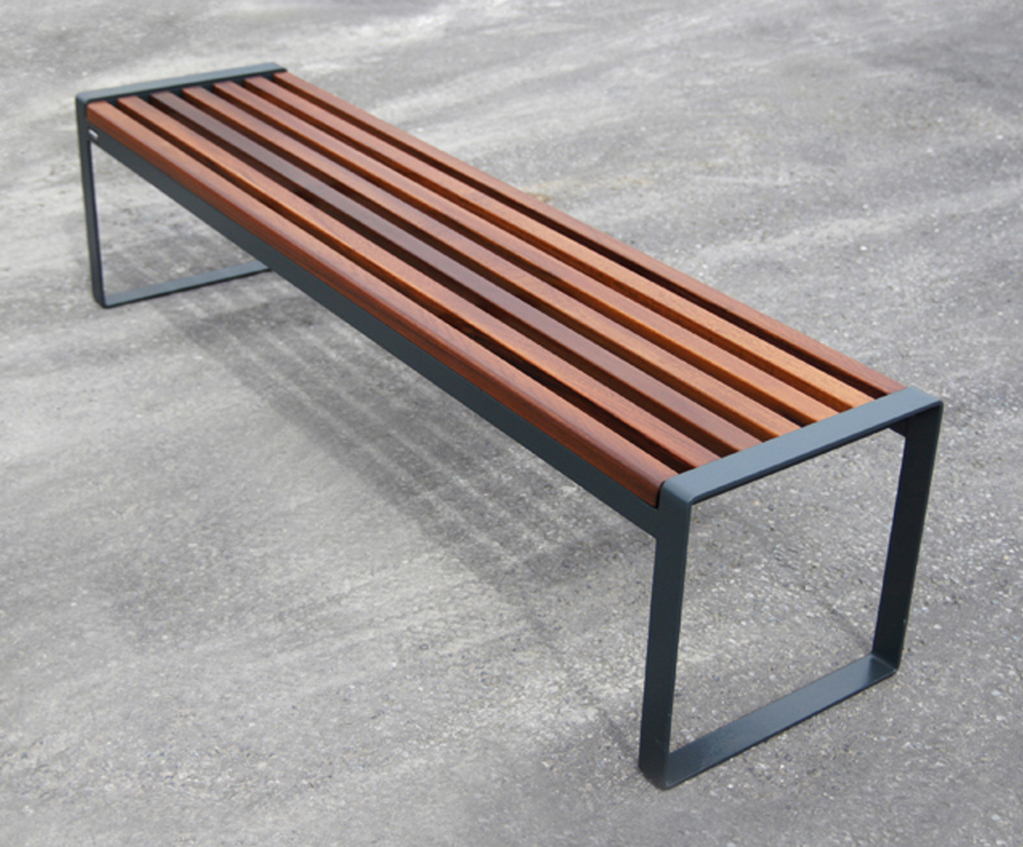 s22 - galvanised steel bench with iroko seat | Omos | ESI External Works