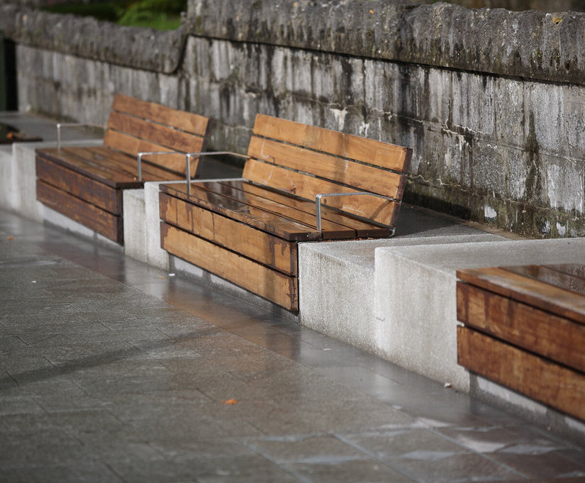 Bespoke concrete seating for Athlone town centre | Omos | ESI External ...