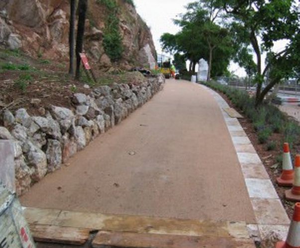 Natural stone surfacing course for cliffside pathway | NatraTex | ESI ...