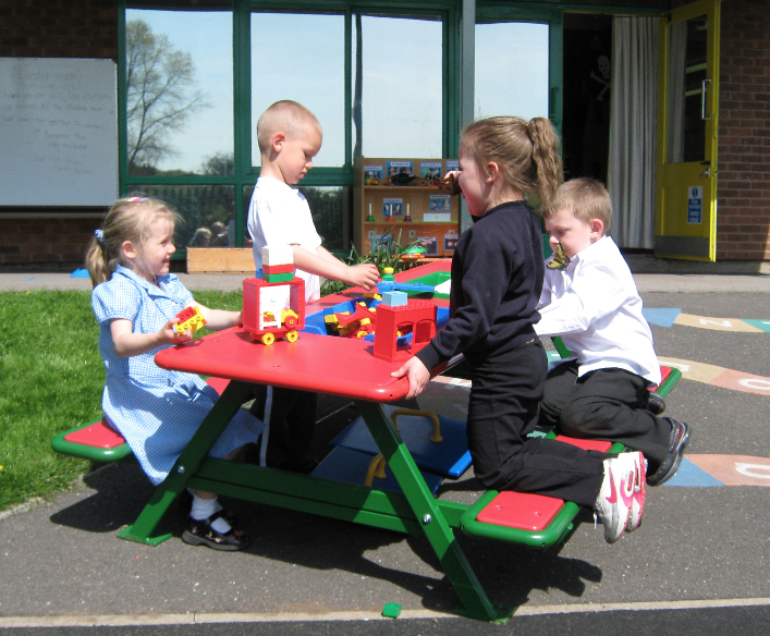 Playground picnic tables with optional activity tops | AMV Playground ...