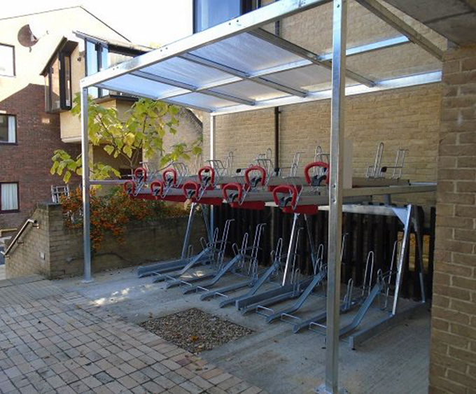 Cambridge two-tier modular cycle shelter | Cyclepods | ESI External Works