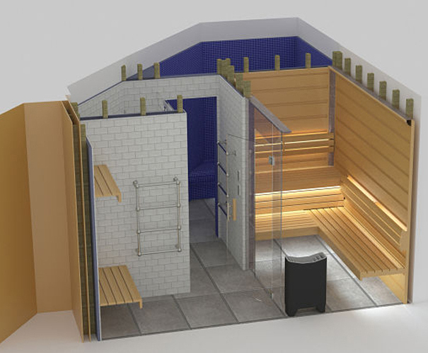 Rustic sauna and steam room for thermal spa, London | Drom UK | ESI ...