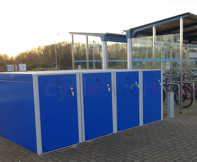 Colour-coded cycle lockers - Cambridge Park & Ride sites | Cycle-Works ...