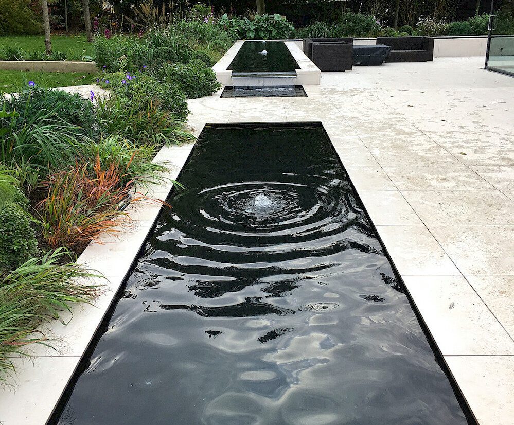 Reflection pools with fountains for private home | Tills Innovations ...