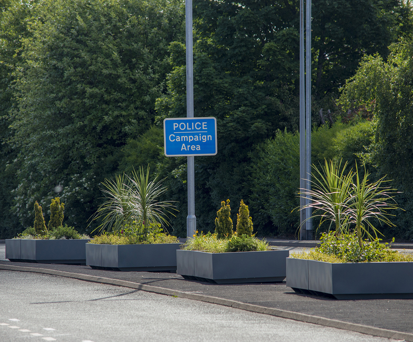 Bespoke powder-coated steel planters for highway scheme | IOTA | ESI ...